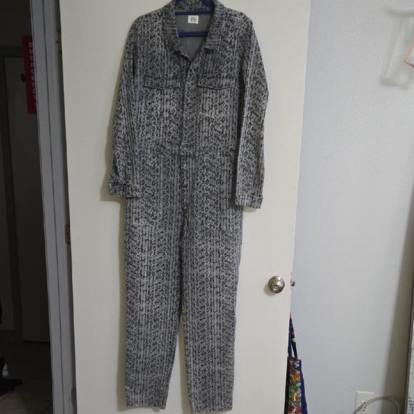 Wash Lab | Pants & Jumpsuits | Wash Lab Grey Denim Jumpsuit With Snake ...